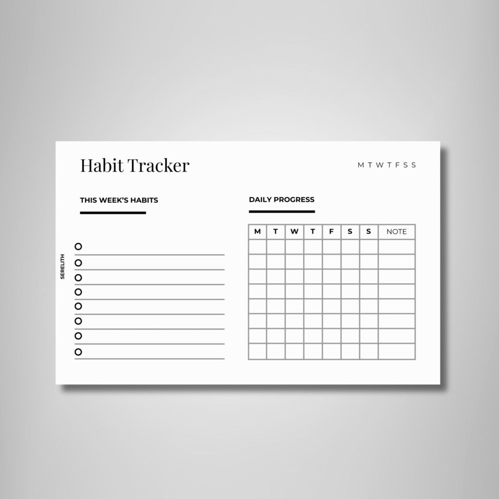 Weekly Habit Tracker Planner Card – Printable Insert | PDF - Serelith