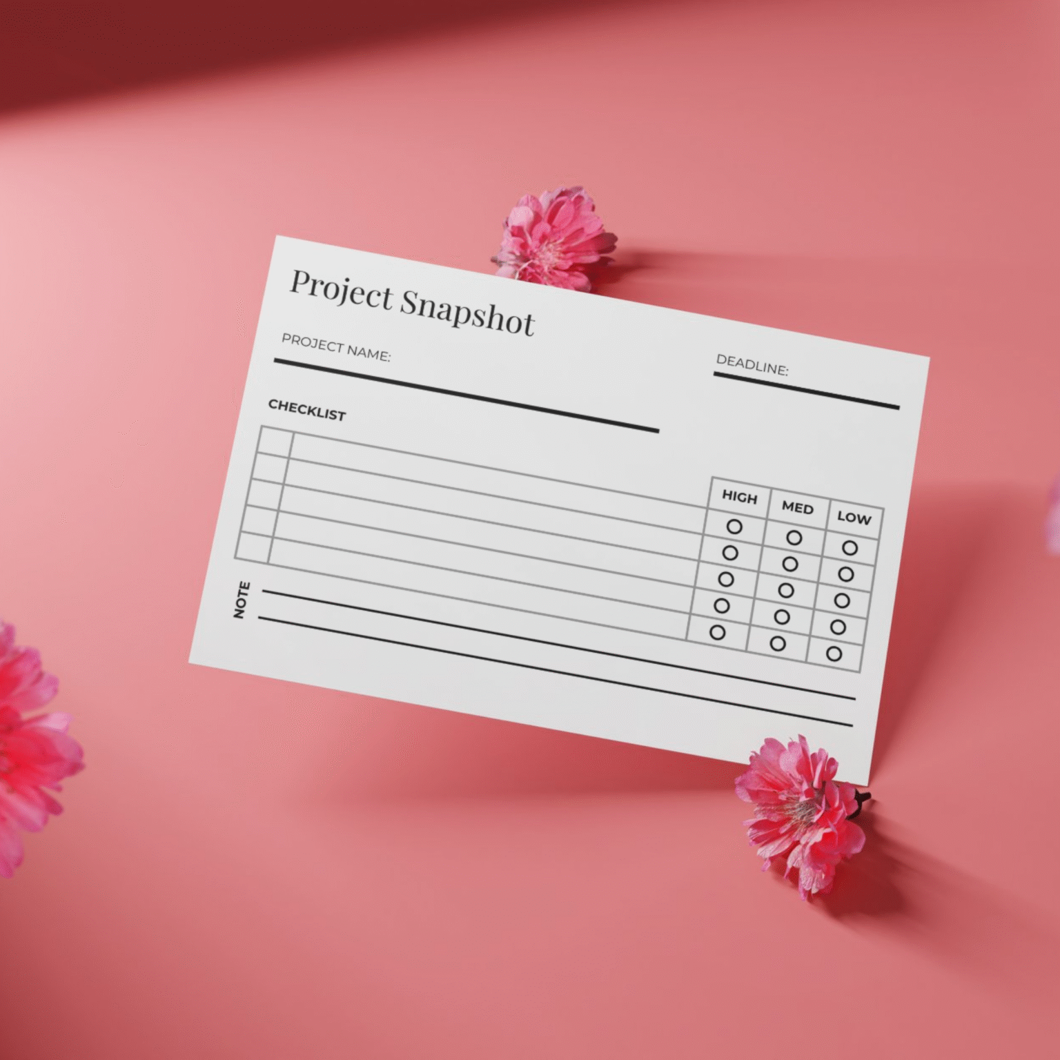 Project Snapshot Planner Card – Printable Insert | PDF - Serelith